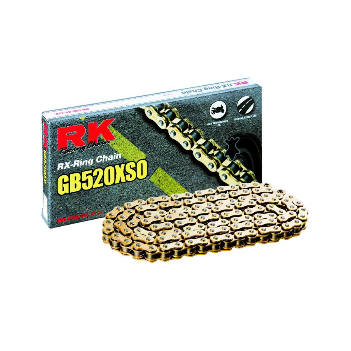 GB520XSO 100 RIVET LINK 520 X-RING REPLACEMENT DRIVE CHAIN / GOLD ...