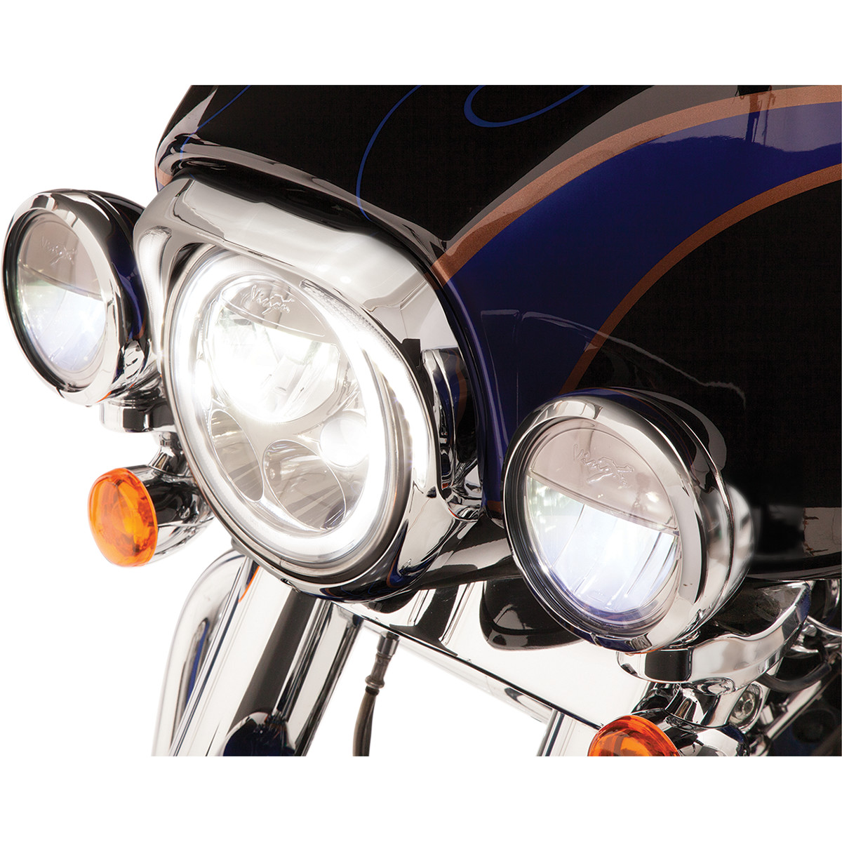HEADLIGHT BEZEL FANG LED CHROME - Leatherheaven.com verkkokauppa
