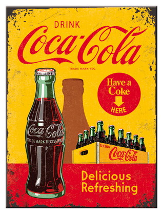Jääkaappimagneetti Cola pullo keltainen Magneetti Coca-Cola in bottles ...